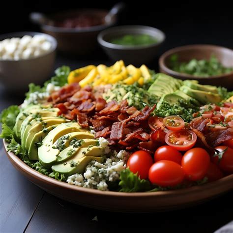 Premium Ai Image Photograph Of A Cobb Salad With Avocado Ranch