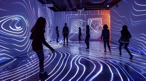 Instalação De Arte Digital Interativa Com Padrões Dinâmicos De Luz E Som Que Respondem Aos
