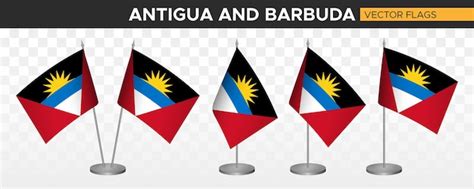 Antigua And Barbuda 데스크 플래그 모형 3d 벡터 그림 Antigua Barbuda의 테이블 플래그 프리미엄 벡터