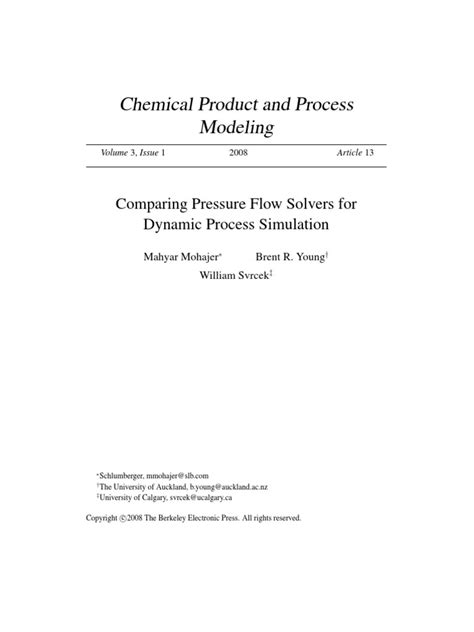 Comparing Pressure Flow Solvers For Dinamic Simulation Pdf Fluid