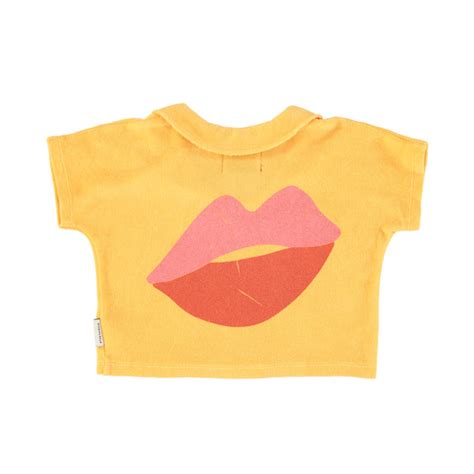 Piupiuchick Yellow Lips Collar Terry Top Panda And Cub