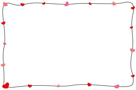 Vector Black Line Border Or Frame With Mini Red Hearts On White