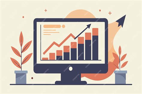 Premium Vector A Computer Monitor Displays A Graph With A Rising Line