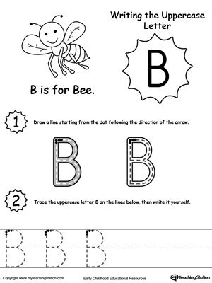 FREE Uppercase Letter B Pre Writing Practice Worksheet