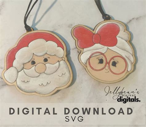 Santa And Mrs Clause Ornament Download Cut File Svg Christmas