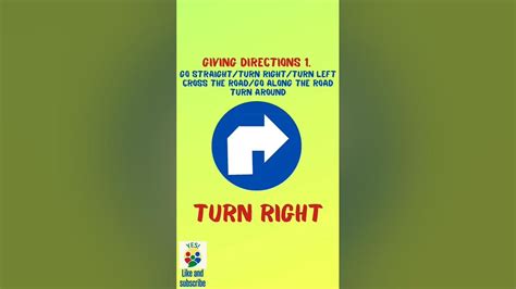 Giving Directions 1 Go Straightturn Rightturn Leftcross The Roadgo