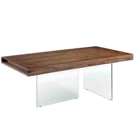 Rectangular Walnut And Tempered Glass Dining Table Angel Cerda