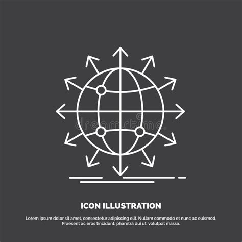Globe Network Arrow News Worldwide Icon Line Vector Symbol For Ui And Ux Website Or Mobile