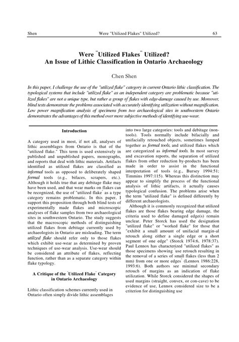 Pdf Were Utilized Flakes Utilized An Issue Of Lithic