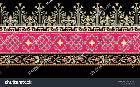28 Beautiful Multicolored Damask Pattern Border Buti Small Colorful