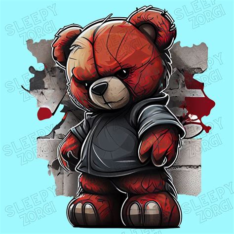 SZ100 Angry Teddy Bear PNG PNG Sublimation Design For Shirts Bear