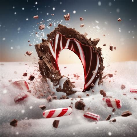 Premium Ai Image Candy Cane Dipped In Hot Chocolate With Splashes And Waves