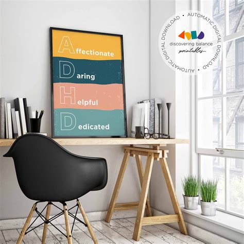 Adhd Digital Poster Lets Redefine Adhd Calming Colours Poster Print