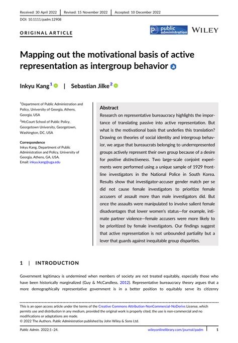 Pdf Mapping Out The Motivational Basis Of Active Representation As Intergroup Behavior