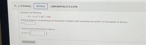 Solved 11 2 Points Details Consider The Following