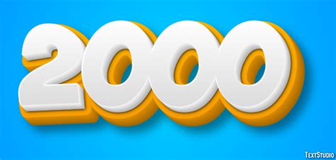 2000 Yellow White 3D Text Effect Generator