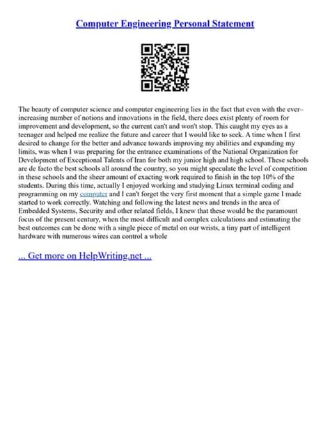 Computer Engineering Personal Statement Pdf
