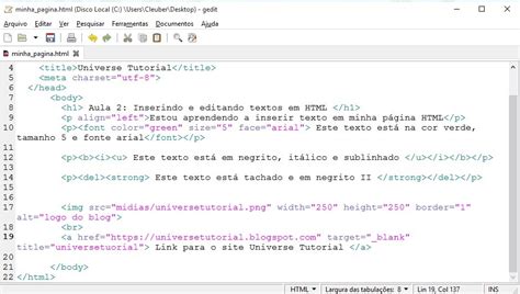 Universe Tutorial Tutoriais Downloads E Curiosidades HTML 5 INSERINDO LINK