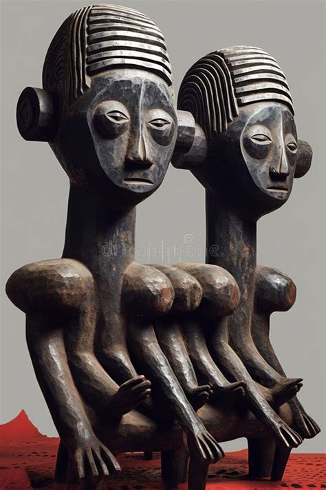 Sculpture Of Two Women Sitting On A Red Carpet With One Holding