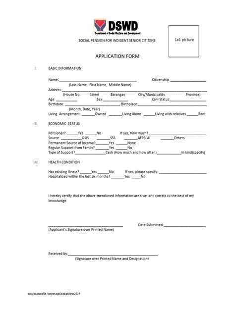 Social Pension Application Form Pdf