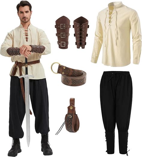 Mens Renaissance Costume Set Ren Faire Outfit Men Medieval Pirate