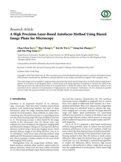 Pdf A High Precision Laser Based Autofocus Method Using Biased Image