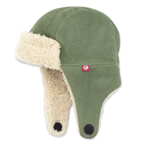 Furry Fleece Trapper Hat Olive Zutano