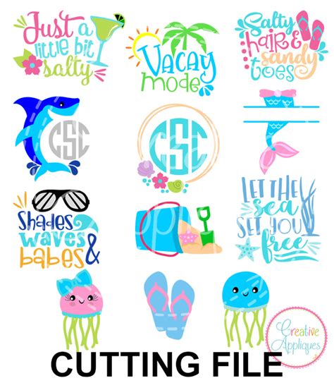 Beach Set Cutting File Svg Dxf Eps Creative Appliques