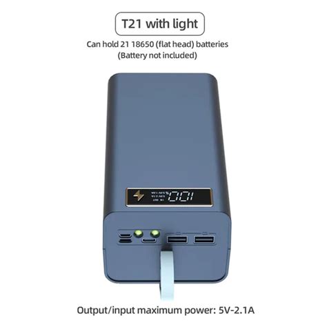 손전등 배터리 충전기 박스 파워 뱅크 홀더 Diy 쉘 케이스 듀얼 Usb 18650 배터리 쉘 스토리지 정리 T21 21