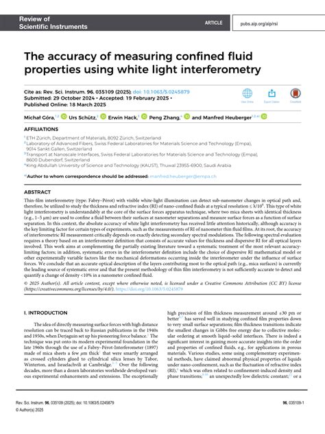 Pdf The Accuracy Of Measuring Confined Fluid Properties Using White