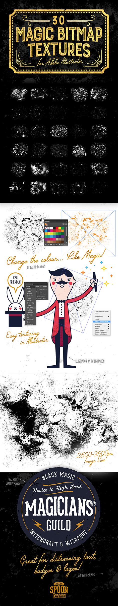 30 Magic Bitmap Texture Graphics For Adobe Illustrator