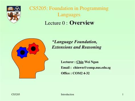 Ppt Cs5205 Foundation In Programming Languages Lecture 0 Overview Powerpoint Presentation