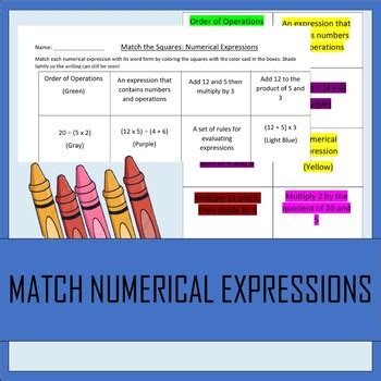 Numerical Expression Matching Sheet W O Exponents By Maria Gomez