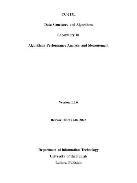 Data Structures And Algorithm Lab 1 Pdf Time Complexity Algorithms