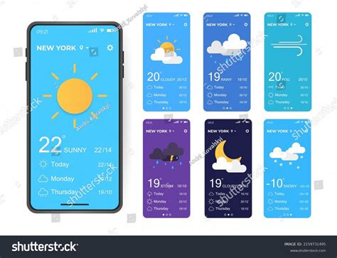 Weather Application User Interface Ui Ux Stock Vector Royalty Free Shutterstock
