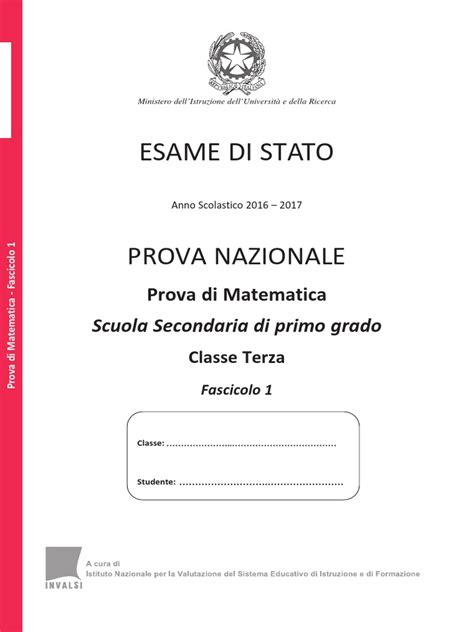 Soluzioni Prova Invalsi Terza Media Matematica