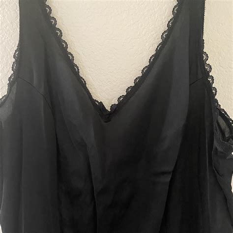 Vintage Montgomery Ward Black Slip Dress With Lace Depop