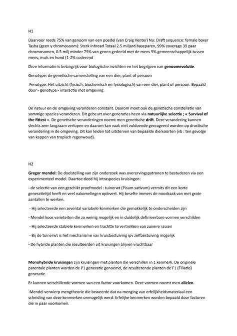 Genetica Samenvatting H Daarvoor Reeds 75 Van Genoom Van Een Poedel