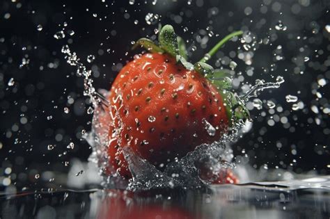 Premium Photo Cinematic Strawberry Burst Dynamic Fruit Delight