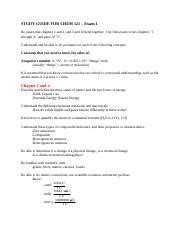 Study Guide For Chem 121 Exam 1 1 1 Doc STUDY GUIDE FOR CHEM 121