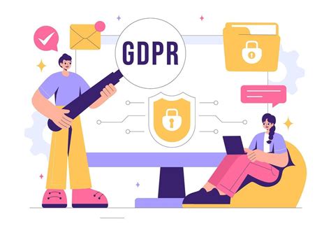 Gdpr Illustration Featuring Cybersecurity Measures And Personal Data