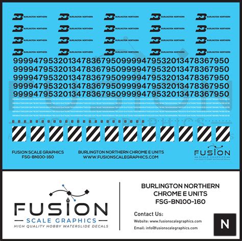 n scale burlington northern chrome e8 e9 locomotive decal set fusion