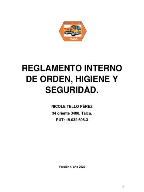 Reglamento Interno De Orden Higiene Y Seguridad Nicole Tello Pèrez V1