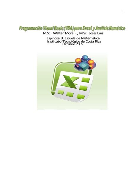 Programacion Visual Basic Vba Para Excel Y Analisis Numerico Pdf