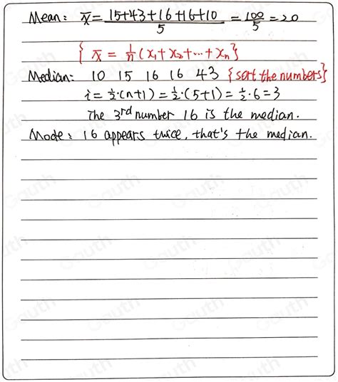 Solved Calculating Mean Median Mode 15 43 16 16 10 Mean Median