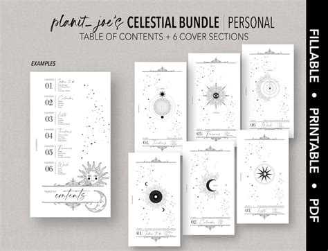 PERSONAL FILLABLE Planit Joe S CELESTIAL Bundle Fillable Printable Table Of Contents
