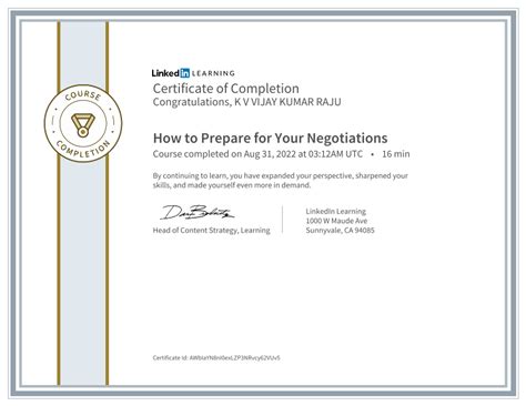 K V Vijay Kumar Raju On Linkedin Certificate Of Completion