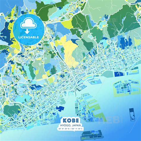 kobe map print template in 2022 map vector kobe japan map print