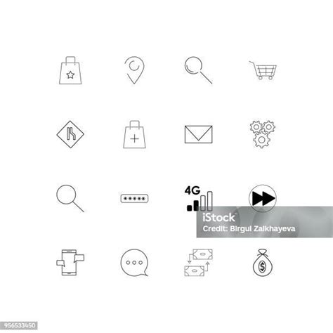 선형 얇은 아이콘 집합 인터페이스 간단한 벡터 아이콘 설명 0명에 대한 스톡 벡터 아트 및 기타 이미지 0명 가방 대기 Istock