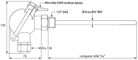 MDOSI Prosensor Sonde PT avec tête de raccordement MINI DAN